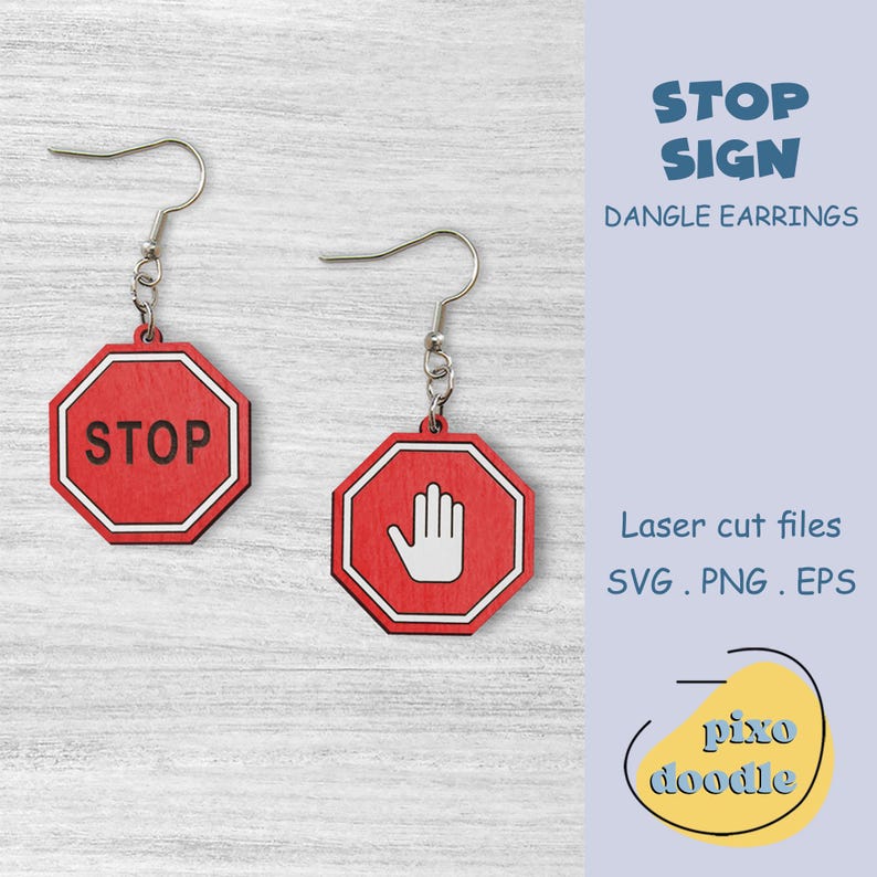 Stop Sign Earrings SVG File | Funny Earrings, Car Earrings, Road Sign ...