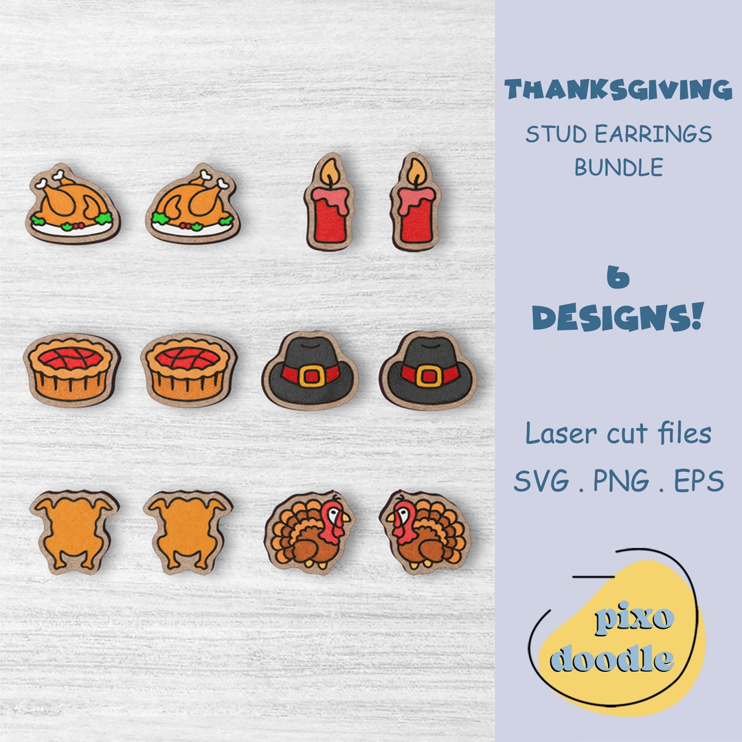 Thanksgiving Earrings SVG Bundle | Thanksgiving Turkey, Pie, Candle ...