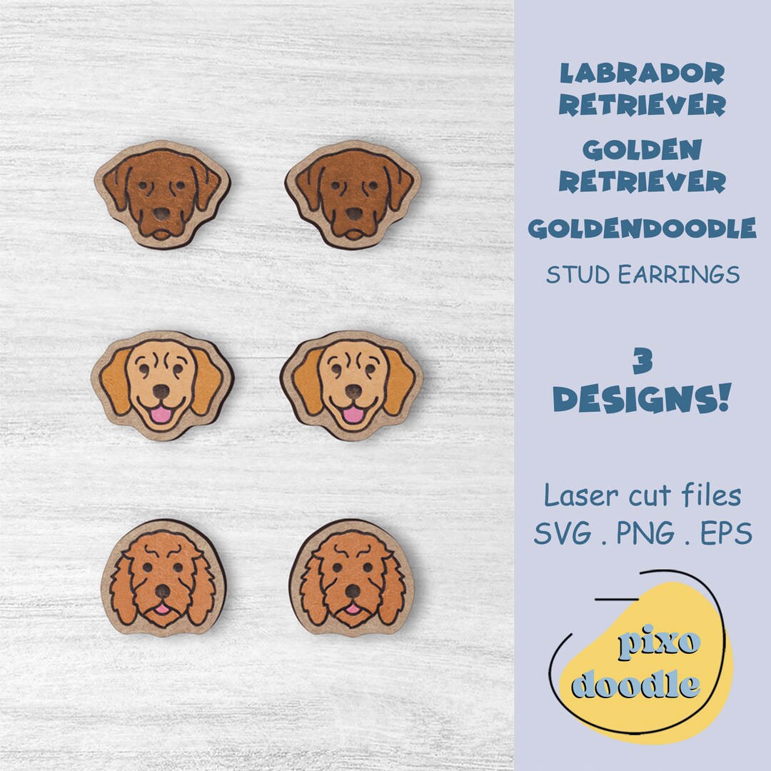 Dog Earrings SVG Bundle | Cute Dogs, Labrador Retriever, Golden ...