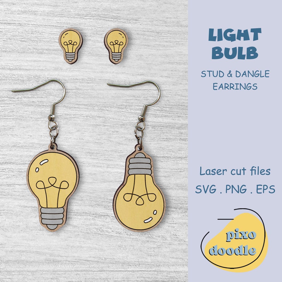 Light Bulb Earrings SVG File | Cute, Funny Stud and Dangle Earrings ...