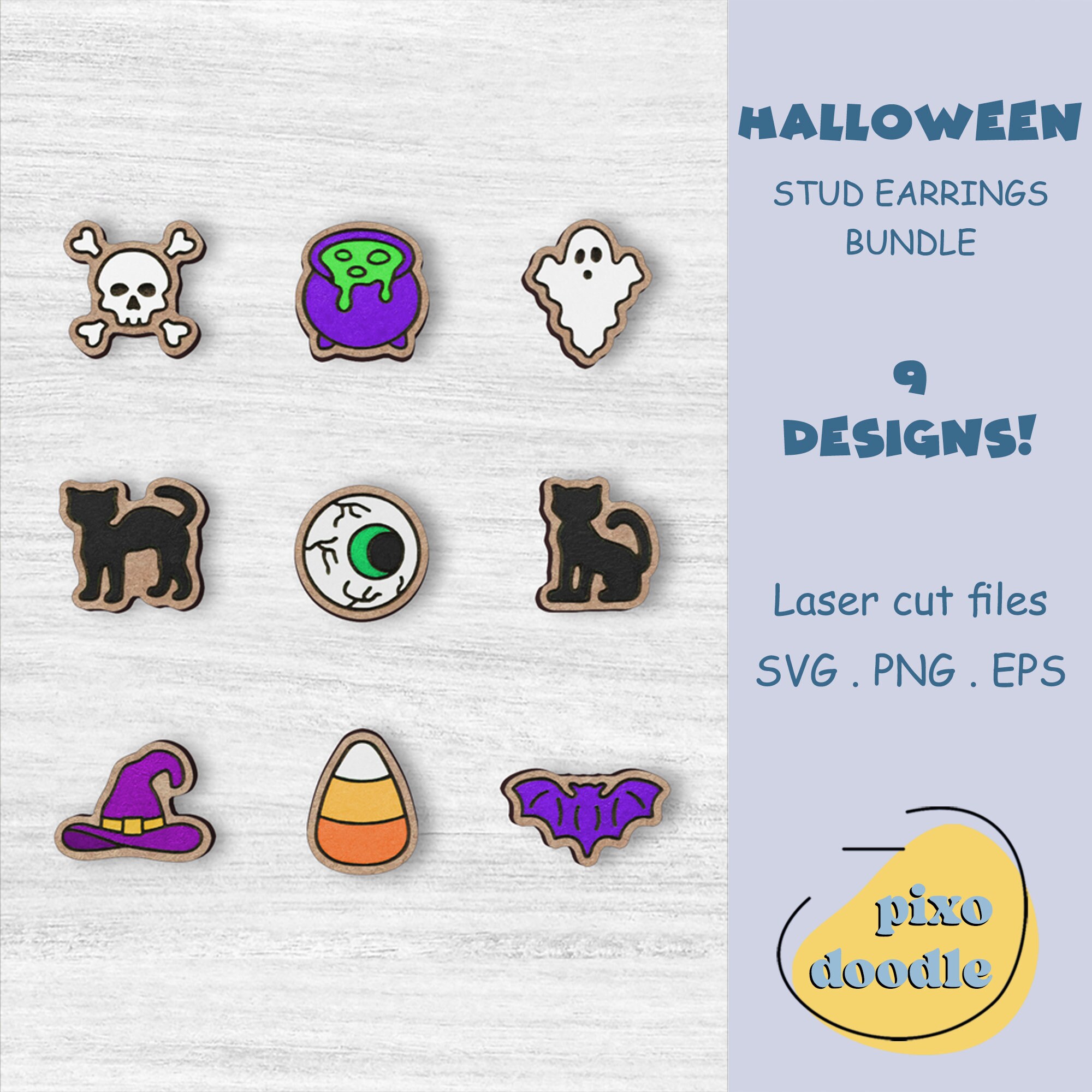 Halloween Earrings SVG Bundle Cute Halloween Stud Earrings - Etsy