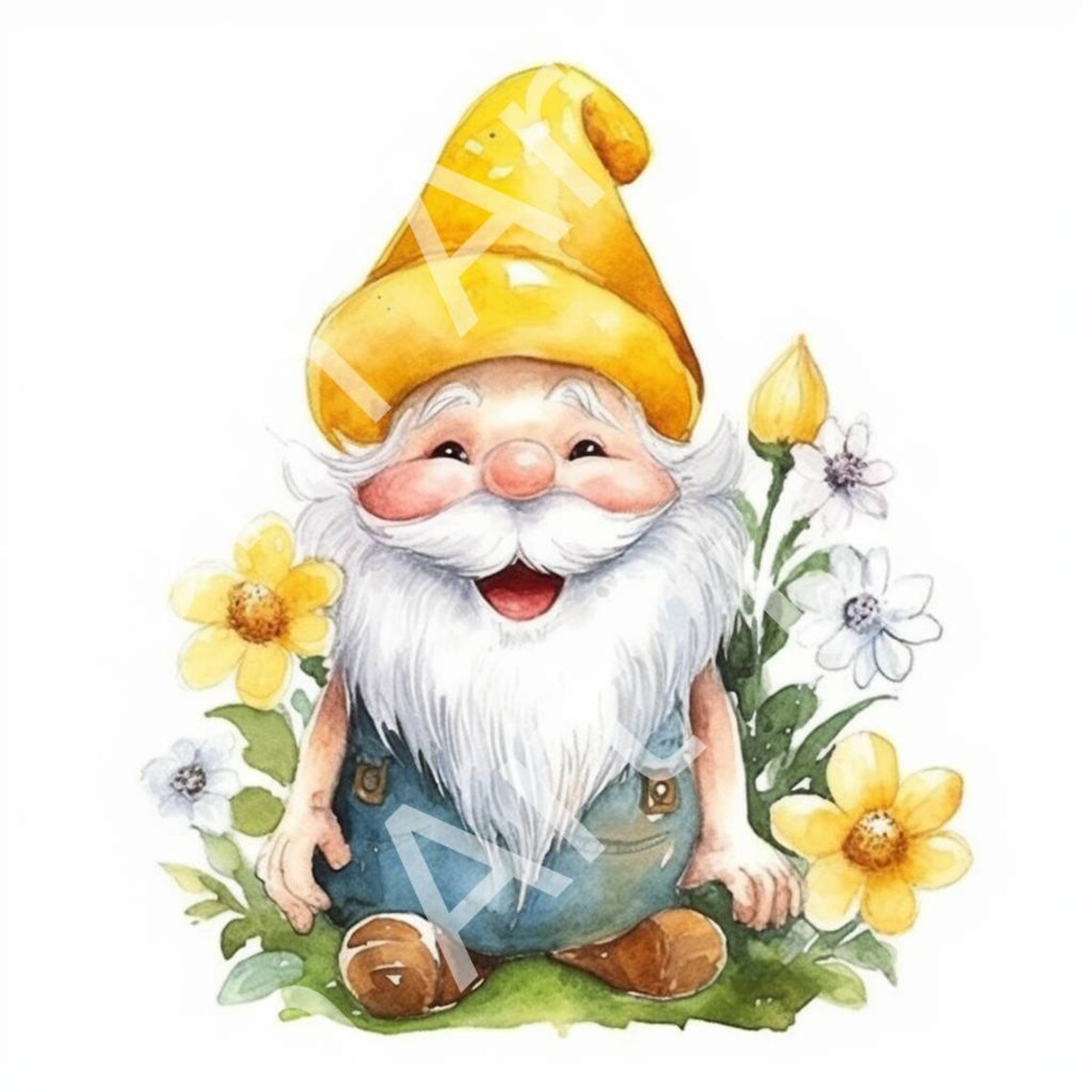 Cute Yellow Gnome Laughing - Etsy