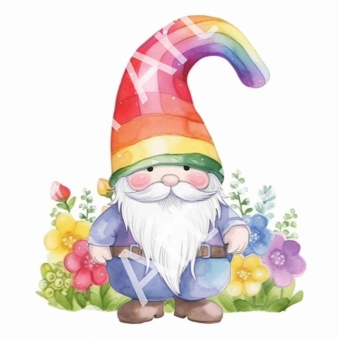 Cute Gnome Rainbow W Flowers - Etsy