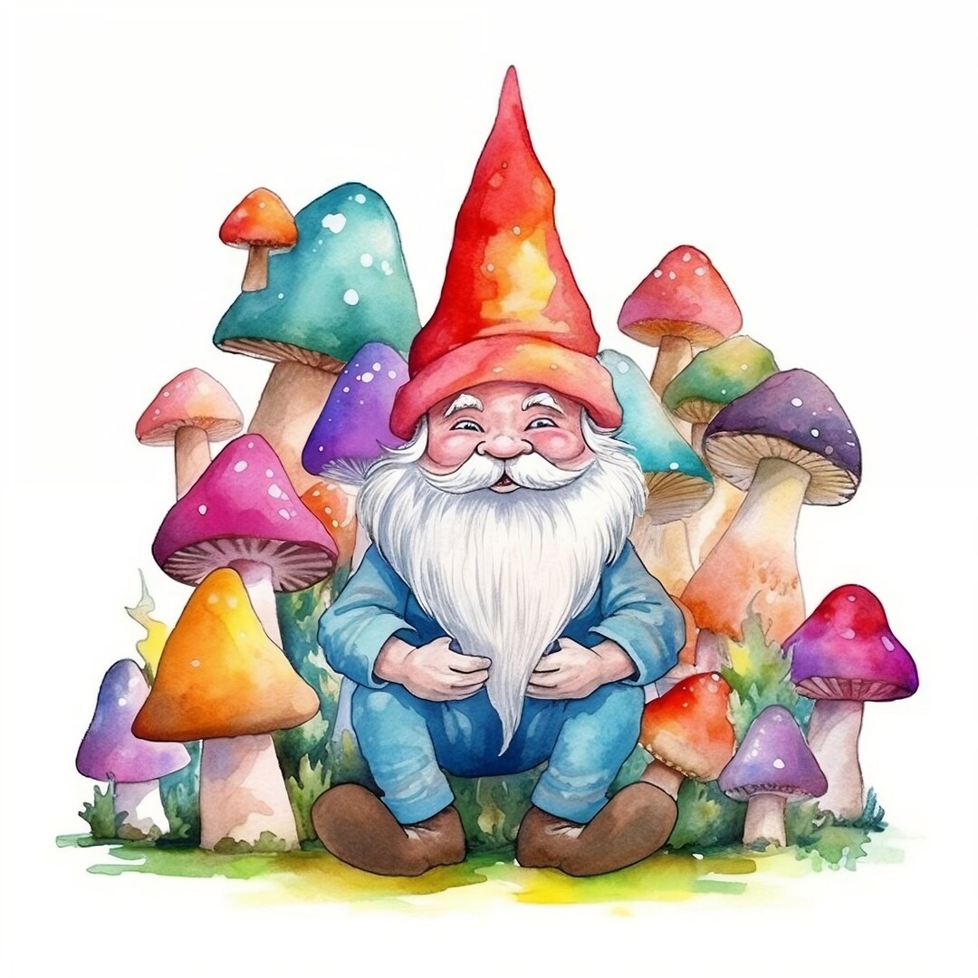 Gnome With Mushrooms - Etsy