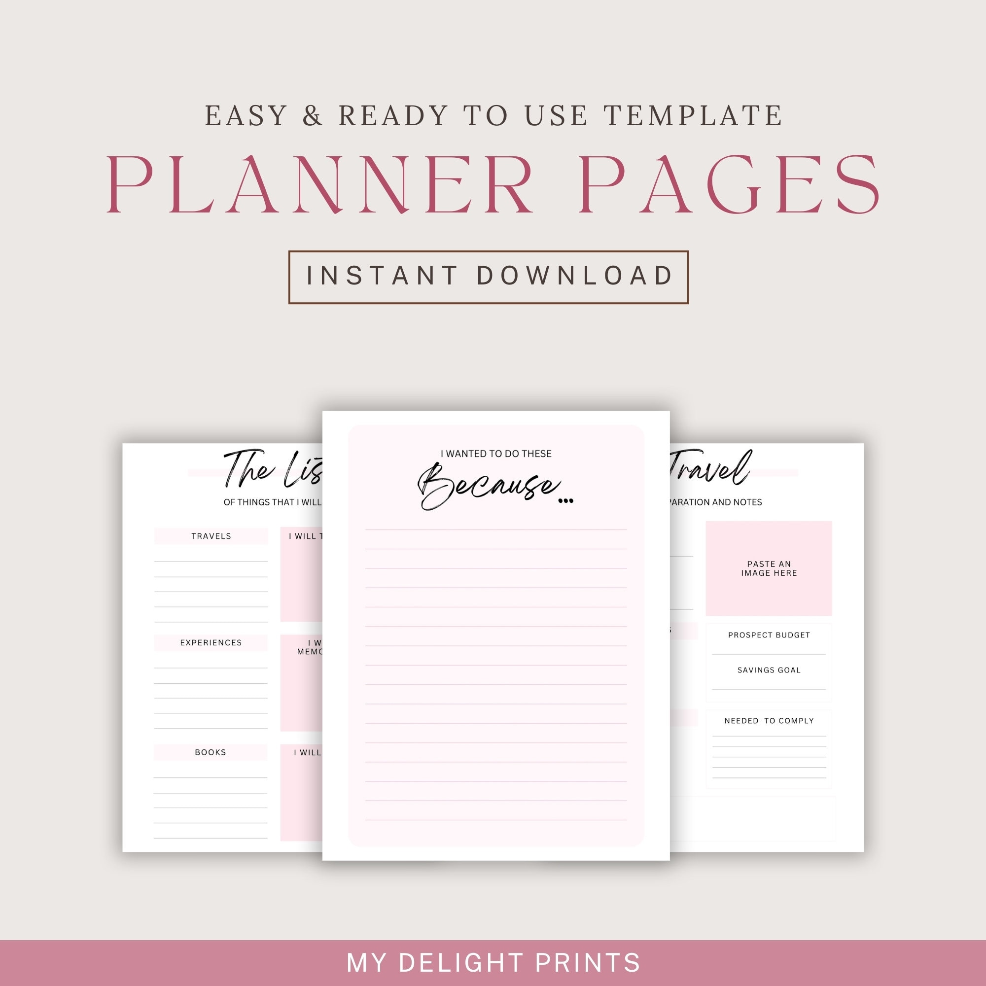 Digital Bucket List Planner Bucket List Printable Bucket List Template ...