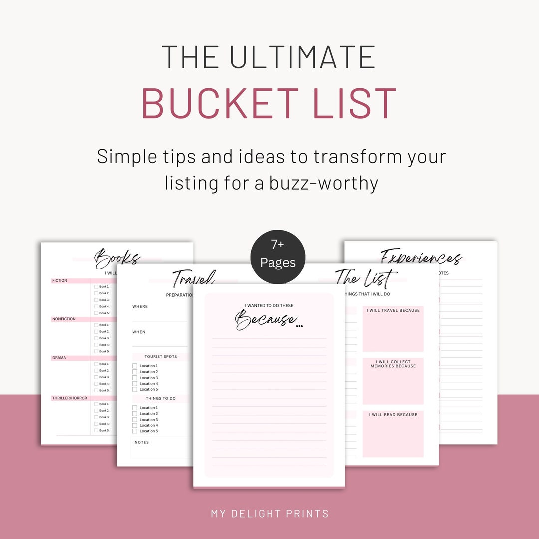Digital Bucket List Planner Bucket List Printable Bucket List Template ...