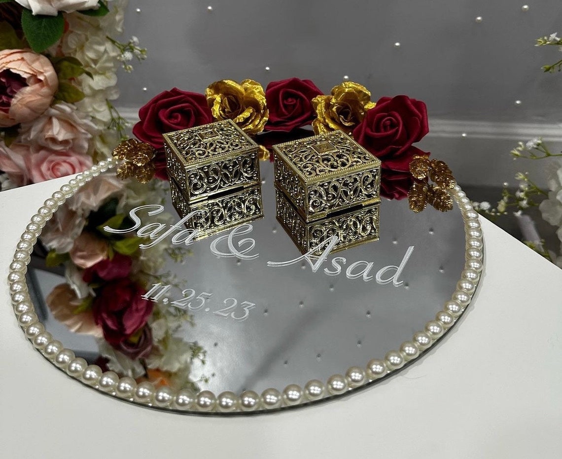 Ring Plate Customized Nikah Plate, Personalized Mirror Wedding Plate ...