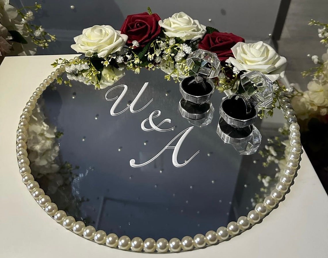 Ring Plate Customized Nikah Plate, Personalized Mirror Wedding Plate ...