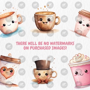 Watercolor Kawaii Coffe Cup Clipart | Coffee Love, Cute Adorable Coffee ...