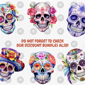 Watercolor Sugar Skulls Clipart: Dia De Los Muertos Illustrations ...