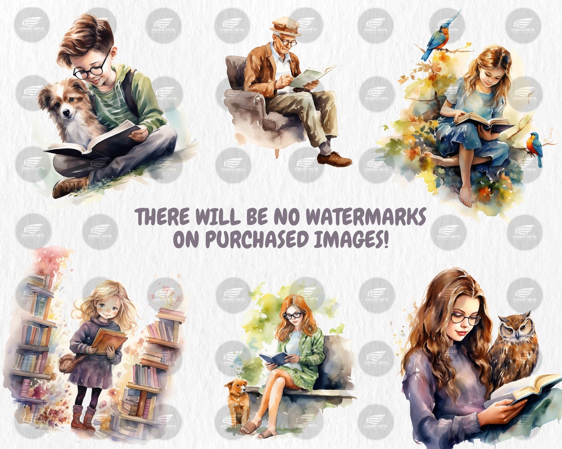 Watercolor Bookworms Clipart Painted Bookworm Clipart - Etsy
