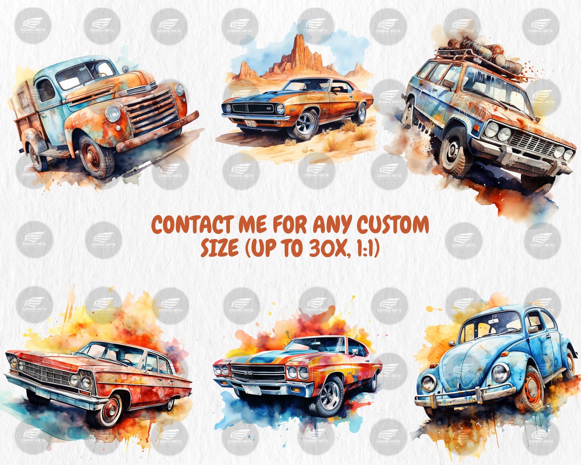 Watercolor Cute Cars Clipart Coupe Convertible Classic SUV - Etsy Australia