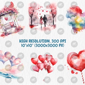 Watercolor Valentine's Day Clipart | Red Roses, Love Notes, Romantic ...