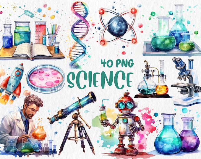 10 Microscope Clipart Set, Science Equipment Illustrations, Printable ...