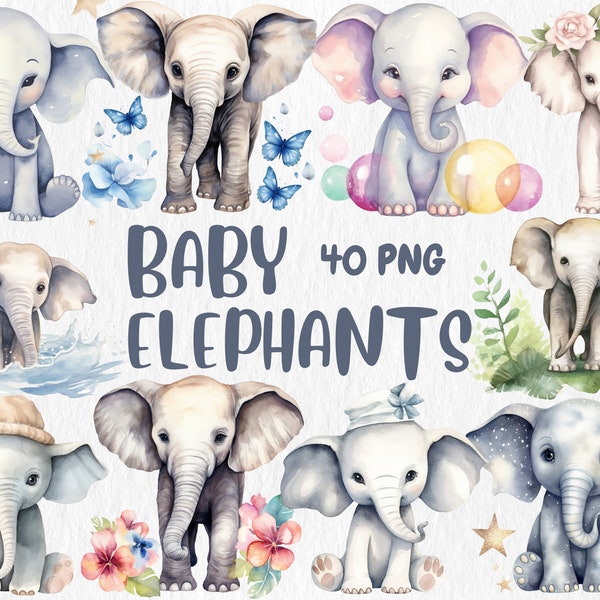 Elephant Clipart - Etsy
