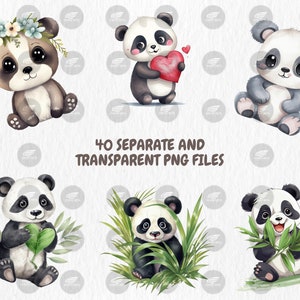 Watercolor Cute Pandas Clipart | Adorable, Cute Panda, Baby Panda ...