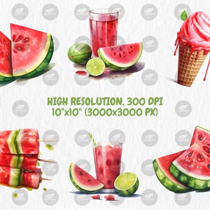 Watercolor Watermelon Clipart: Summer Fruit Graphics (instant Download ...