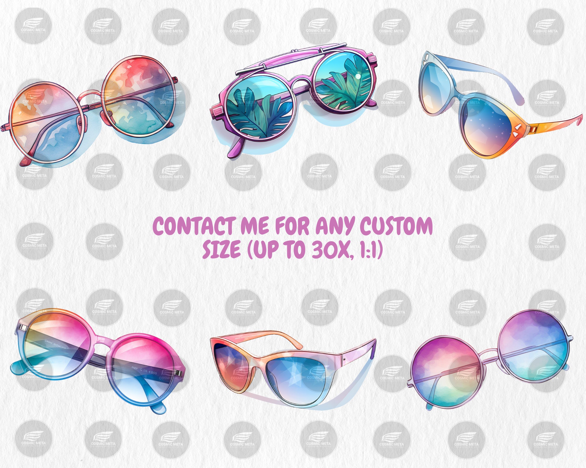 Watercolor Sunglasses Clipart: Summer Fashion Illustrations (digital ...