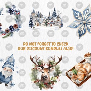 Watercolor Christmas Clipart: Scandinavian Gnome, Village Scene ...