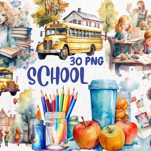 Watercolor Clipart Mega Bundle | 150 PNG Graphics | School, Kids, Trees ...