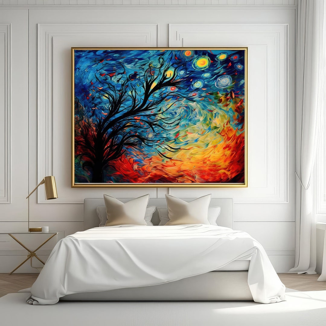 Expressionist Autumn and Winter Tree Art Print Vibrant Nature Painting ...