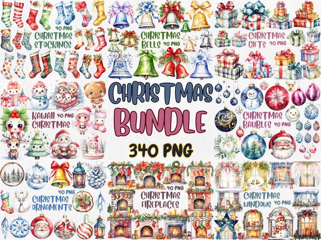 Watercolor Christmas Mega Clipart Bundle | Window, Bauble, Ornament ...