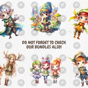 Watercolor Cute Elves Clipart | Adorable Elf Characters, Fantasy ...