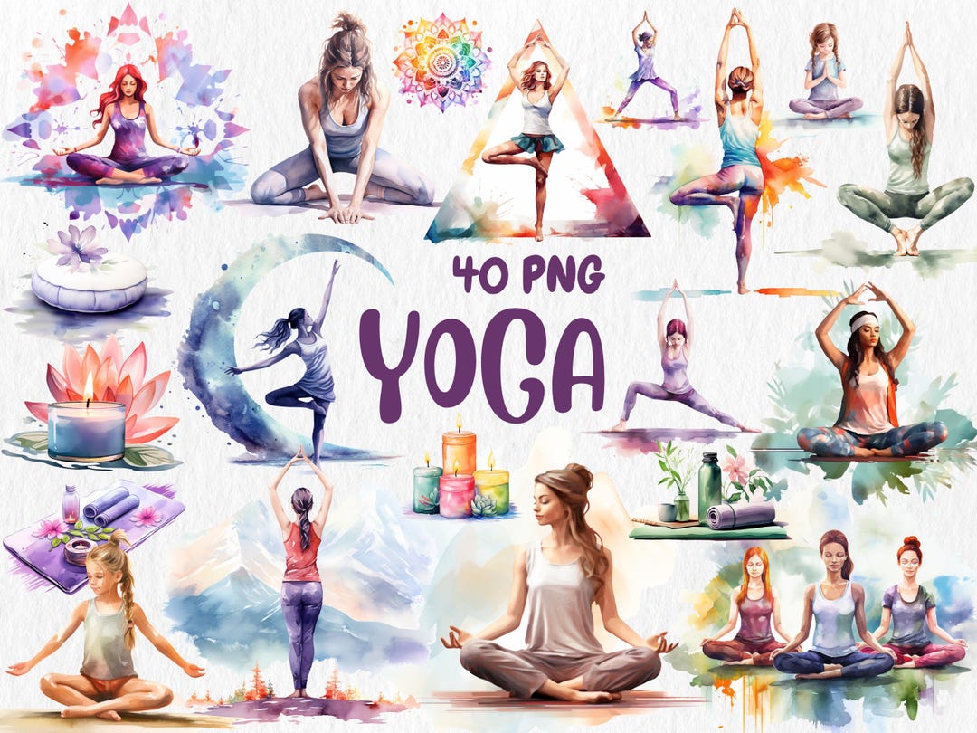 Watercolor Yoga Clipart | Yoga Girl, Yoga Poses, Mats, Chakras ...