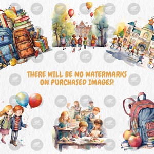 Watercolor School Clipart | Painted Back to School Clipart, Back to ...