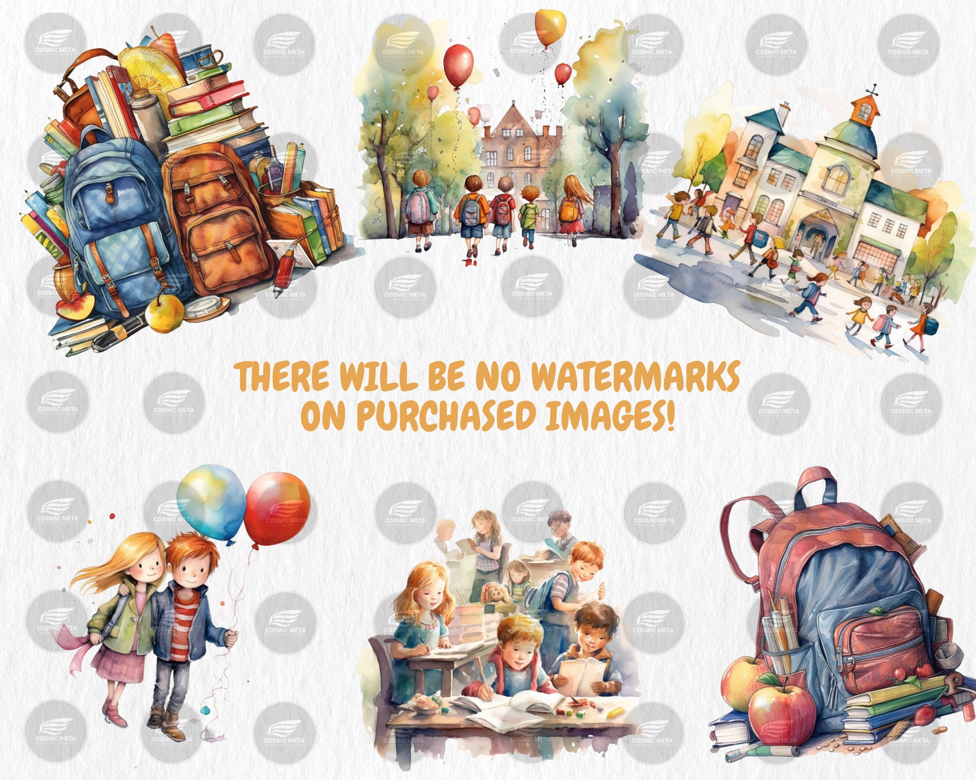 Watercolor School Clipart Painted Back to School Clipart - Etsy