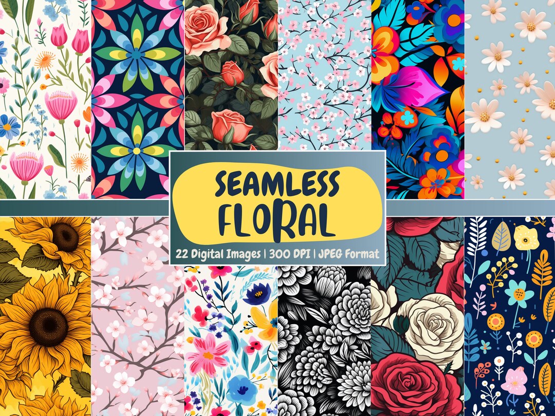 Seamless Floral Digital Paper | Floral Patterns, Scrapbook Paper ...