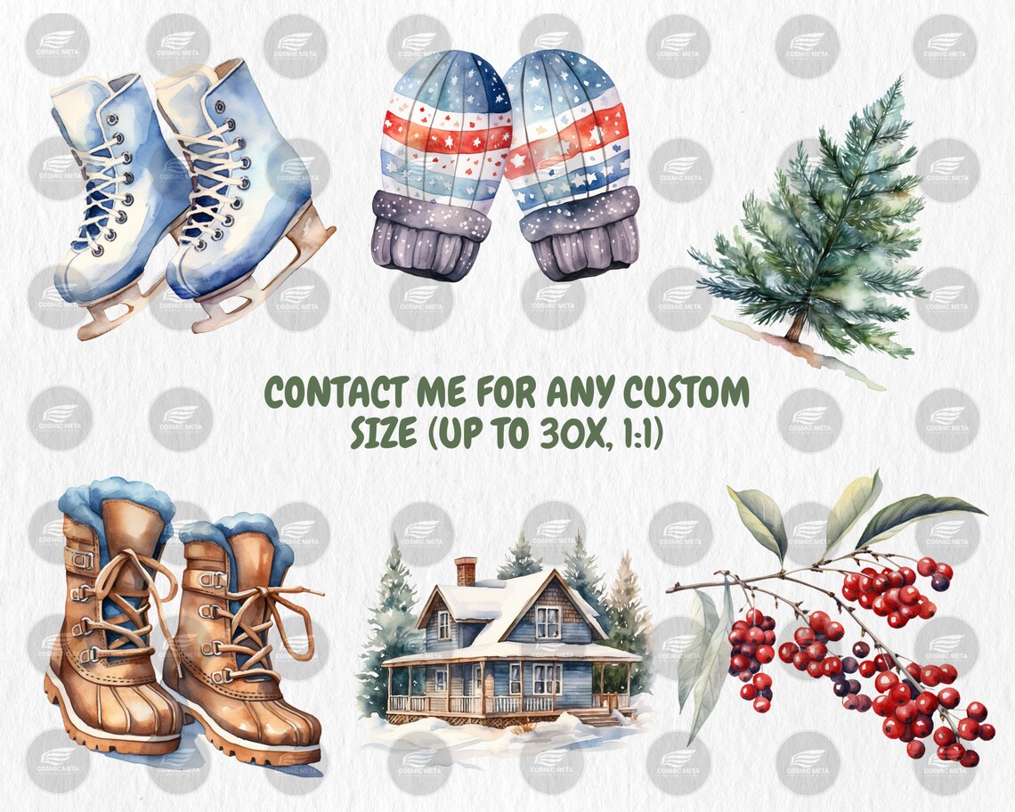 Watercolor January Clipart: Winter Holiday Illustrations (instant ...