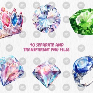 Watercolor Diamonds Clipart | Jewelry, Wedding Ring, Colorful Gems ...