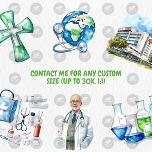 Watercolor Medical Clipart: Doctor, Nurse, Hospital Illustrations ...