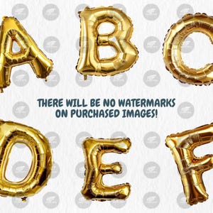 Gold Foil Balloon Alphabet Clipart: PNG Illustrations (instant Download ...