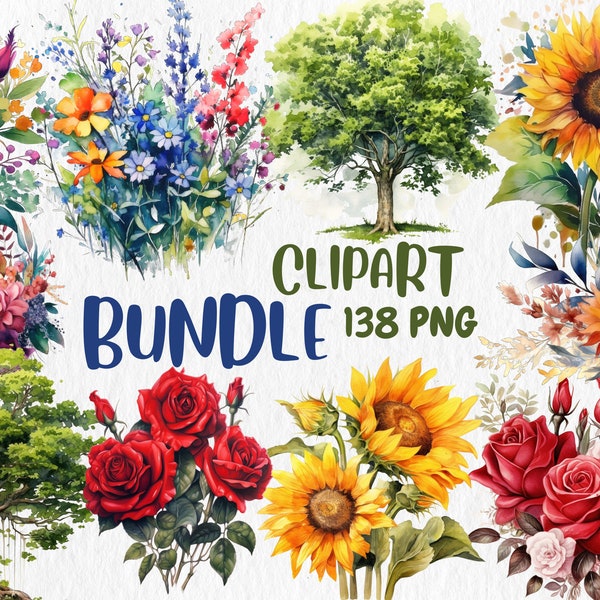 Watercolor Floral Clipart - Etsy