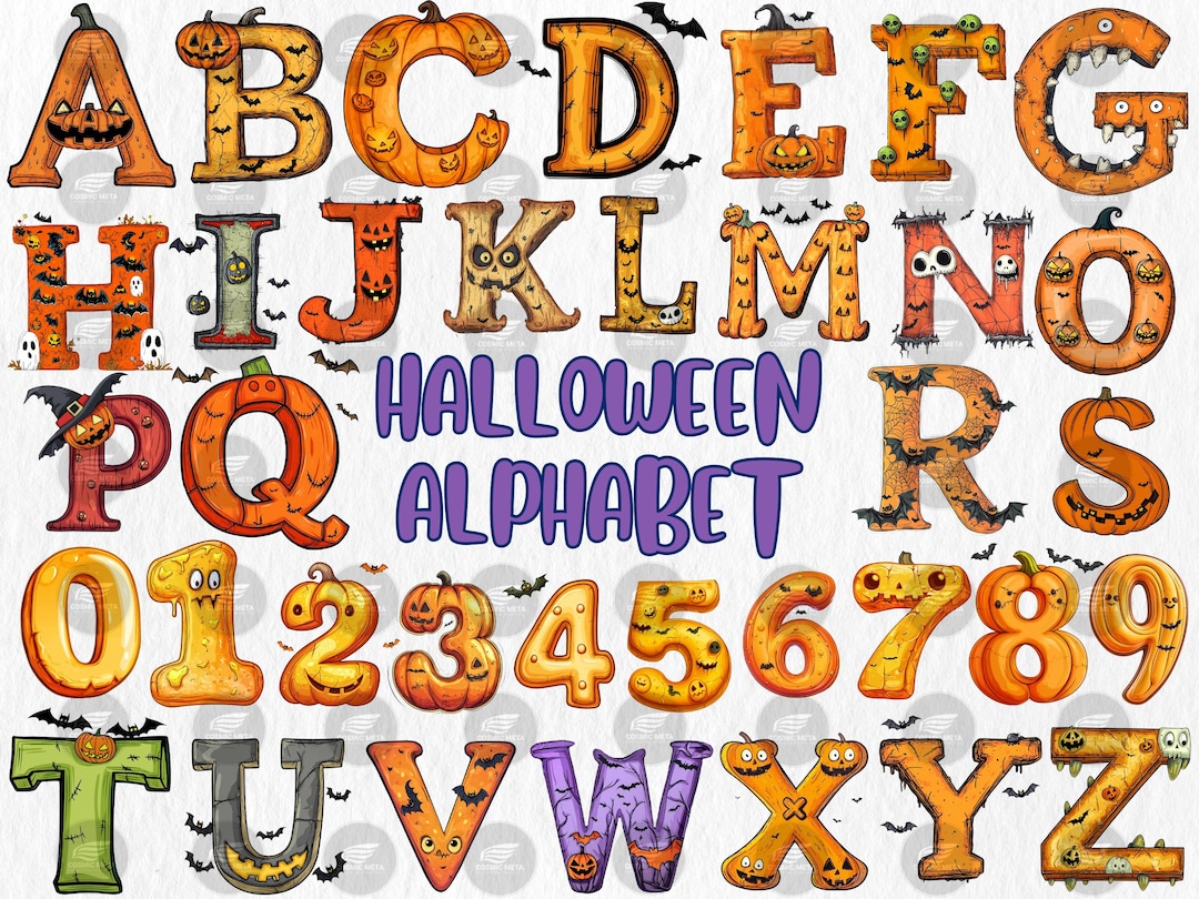 Halloween Alphabet Clipart | Spooky Font, Decorative Letters and ...