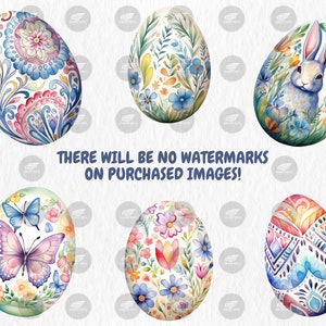 Watercolor Easter Eggs Clipart, Easter Rabbit, Painted Easter Cute ...
