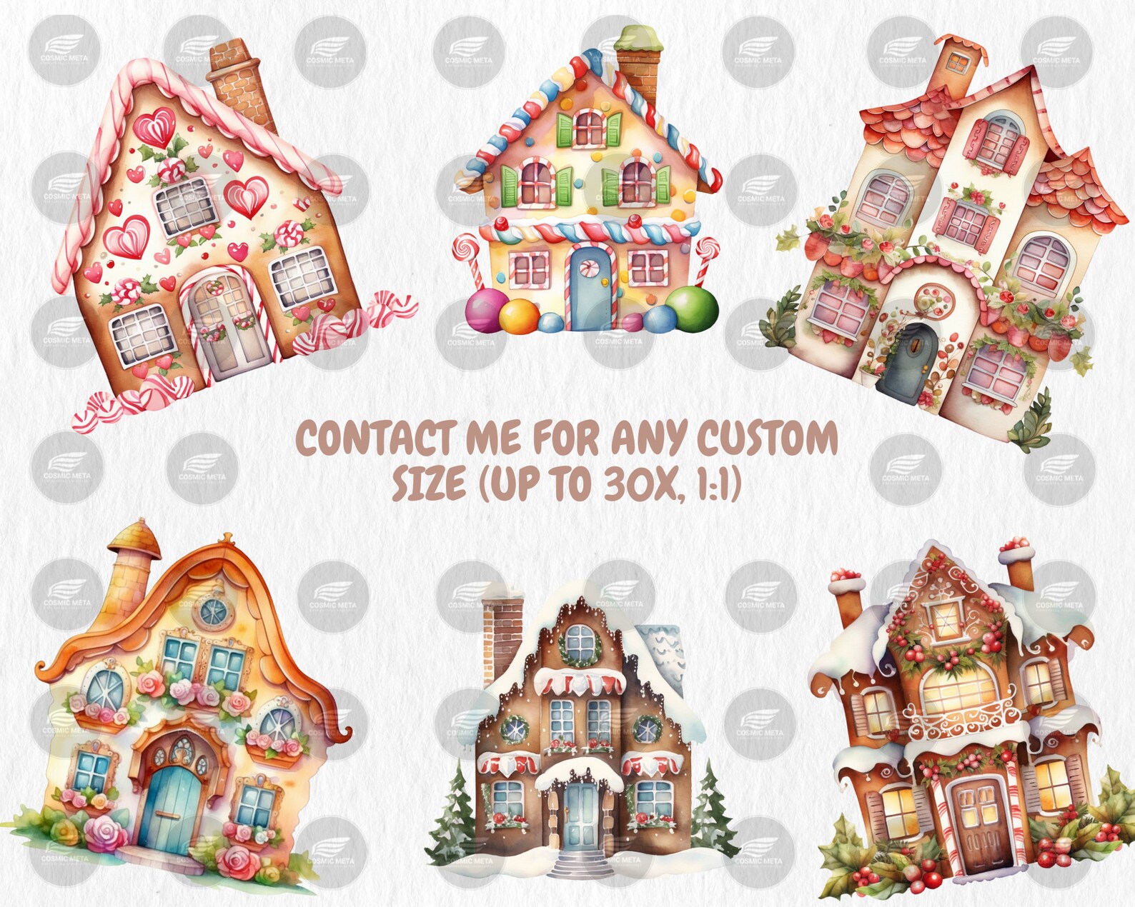 Watercolor Gingerbread Houses Clipart Christmas Cookie, Winter ...