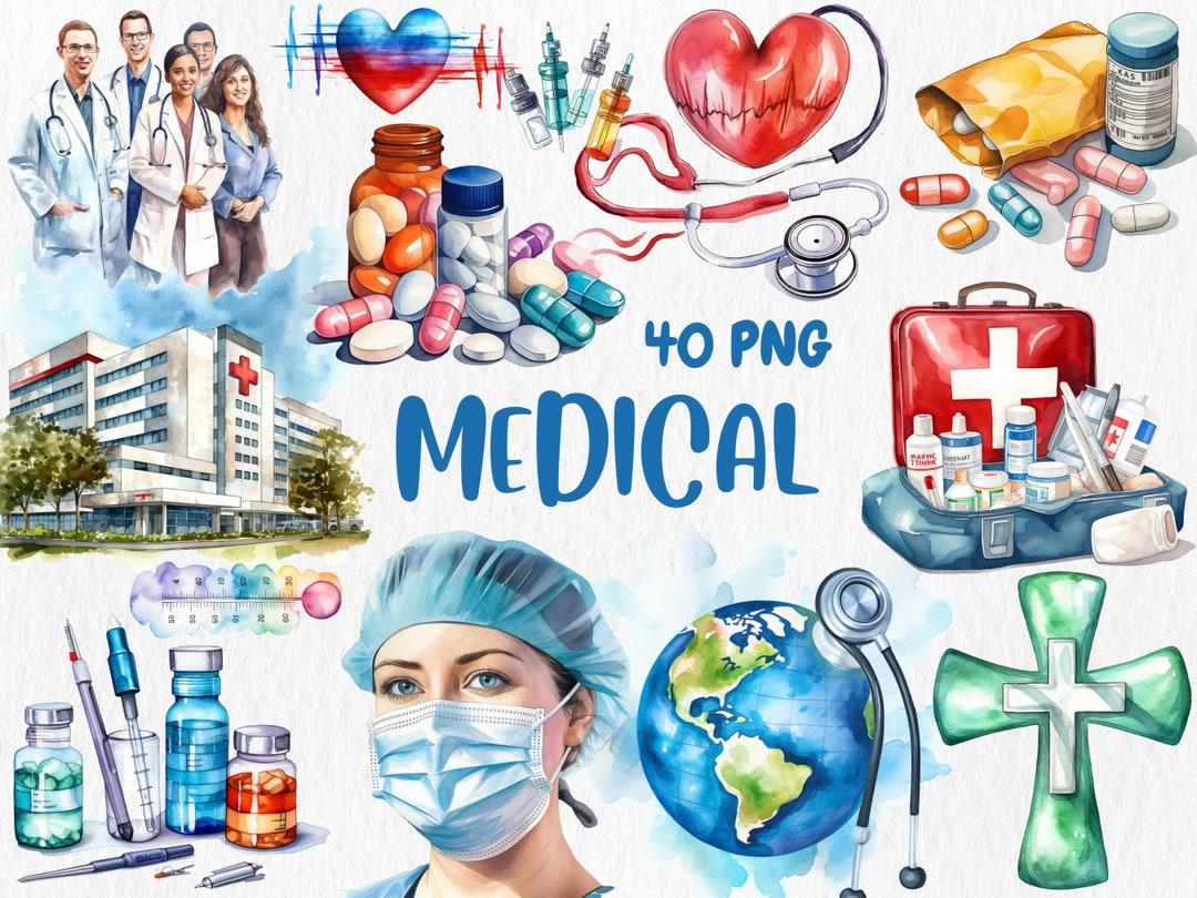 Watercolor Medical Clipart: Doctor, Nurse, Hospital Illustrations ...