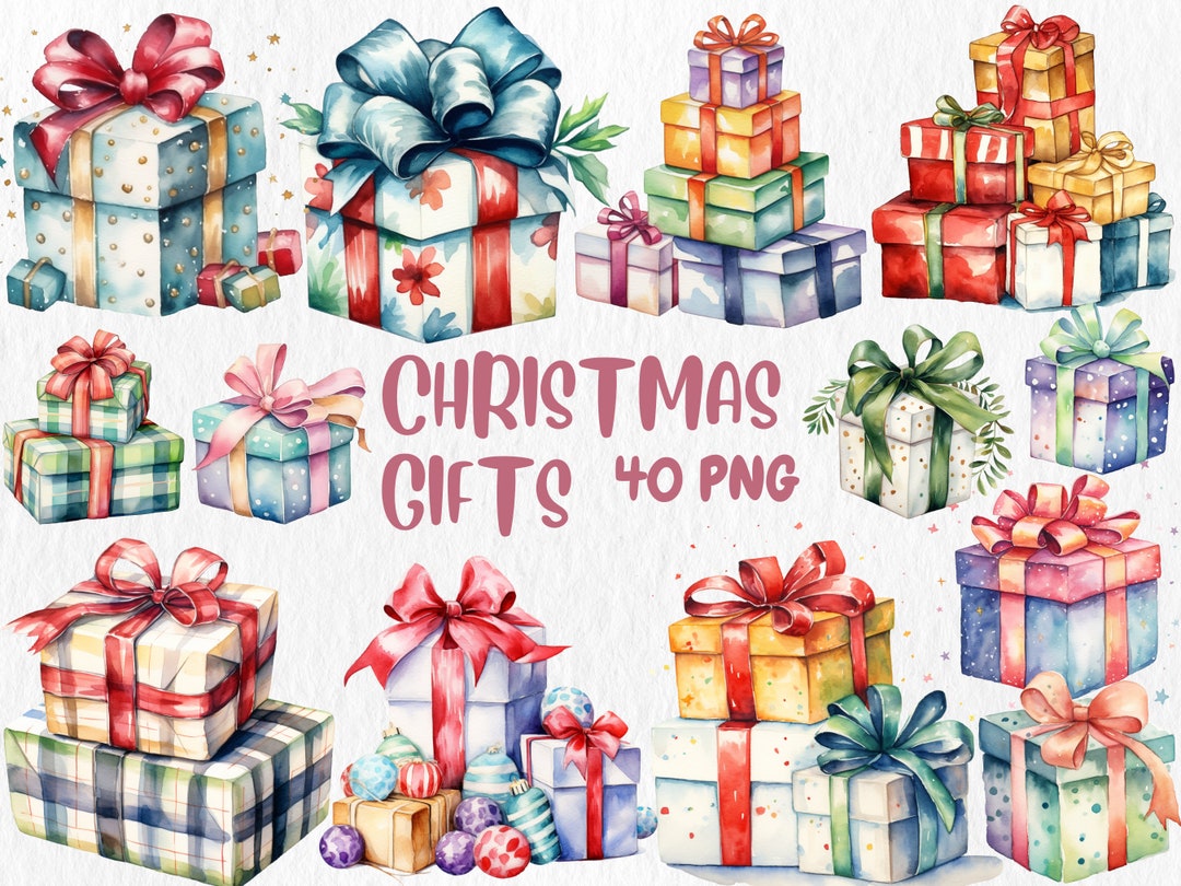 Watercolor Christmas Gifts and Presents Clipart | Holiday Decor, Xmas ...