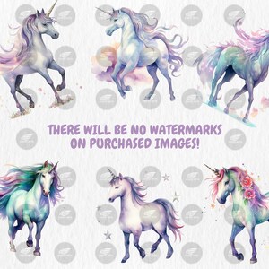 Watercolor Unicorns Clipart | Cute, Adorable, Magical, Fantasy and ...