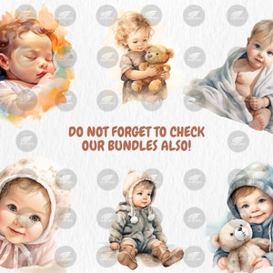 Watercolor Cute Babies Clipart, Smiling, Sleeping Baby, Sweet Baby ...