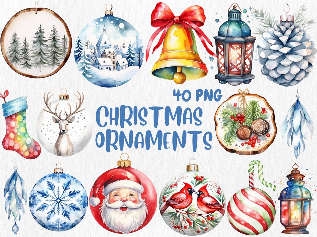 Watercolor Christmas Ornaments Clipart | Christmas Decoration, Festive ...