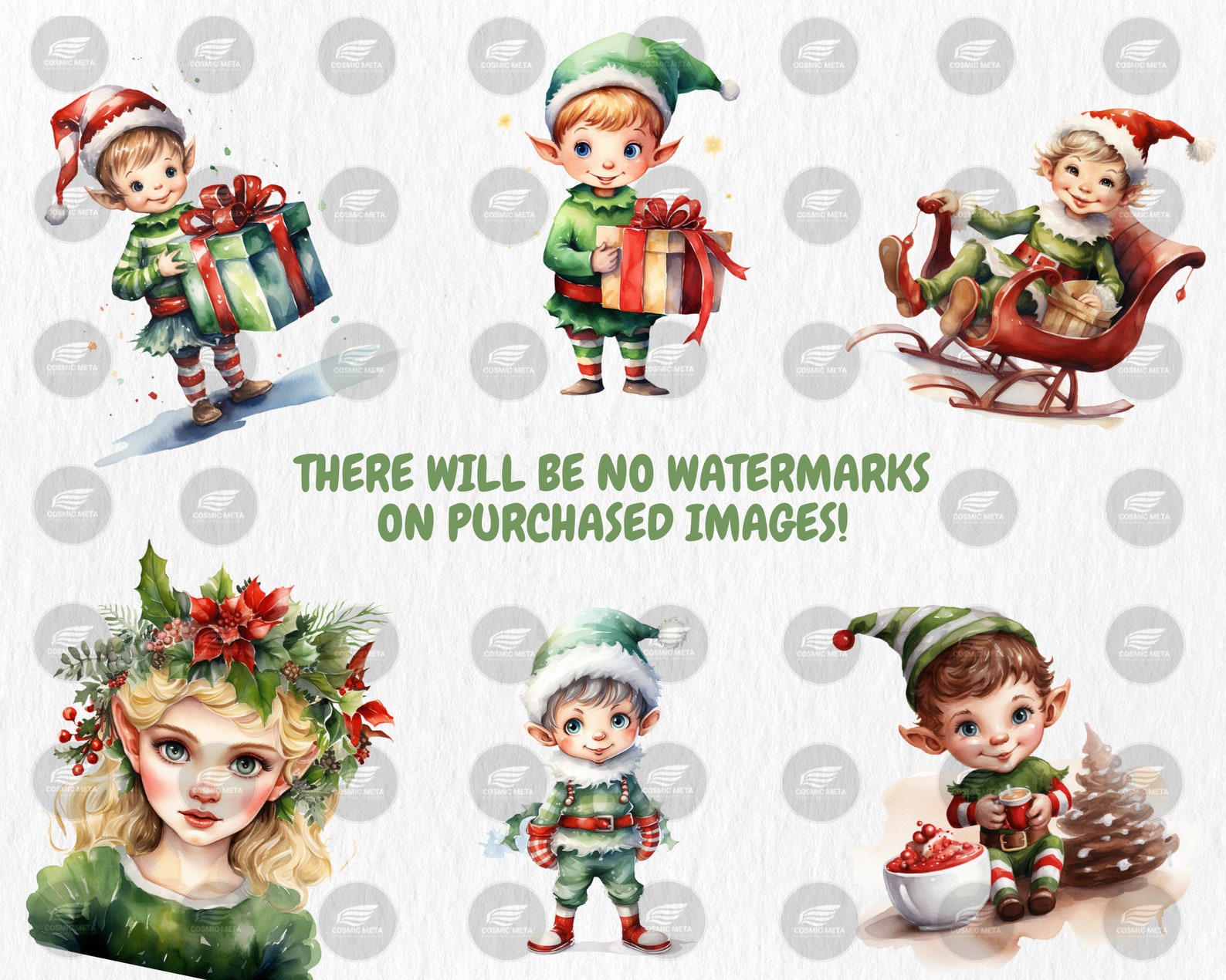 Watercolor Christmas Elves Clipart Gingerbread Elf, Caroling Elf ...