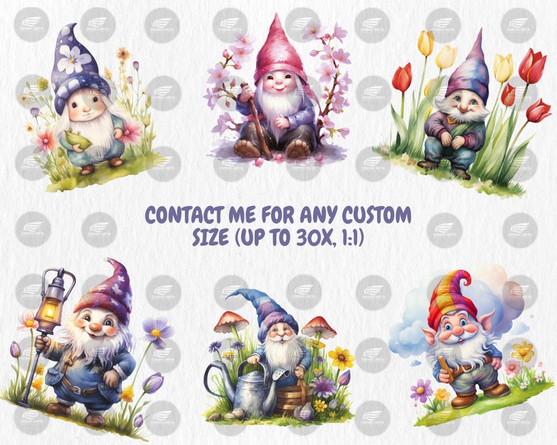 Watercolor Spring Gnomes Clipart: Easter & Nursery Decor (digital ...