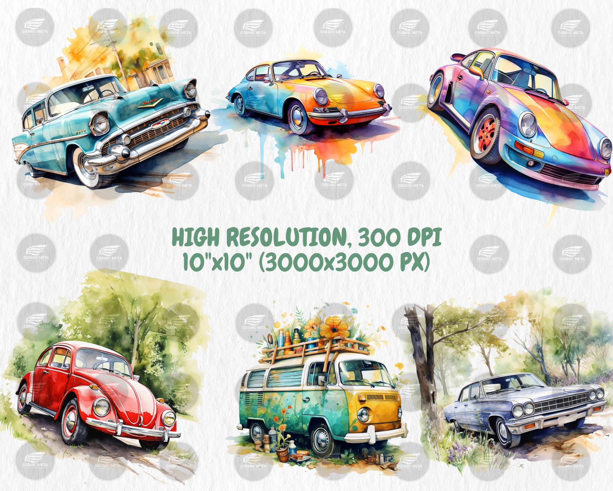 Watercolor Cute Cars Clipart Coupe Convertible Classic SUV - Etsy Australia