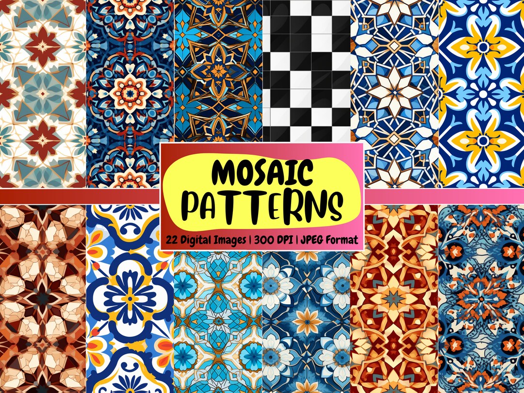 Seamless Mosaic Patterns Digital Paper | Mosaic Texture, Tile ...