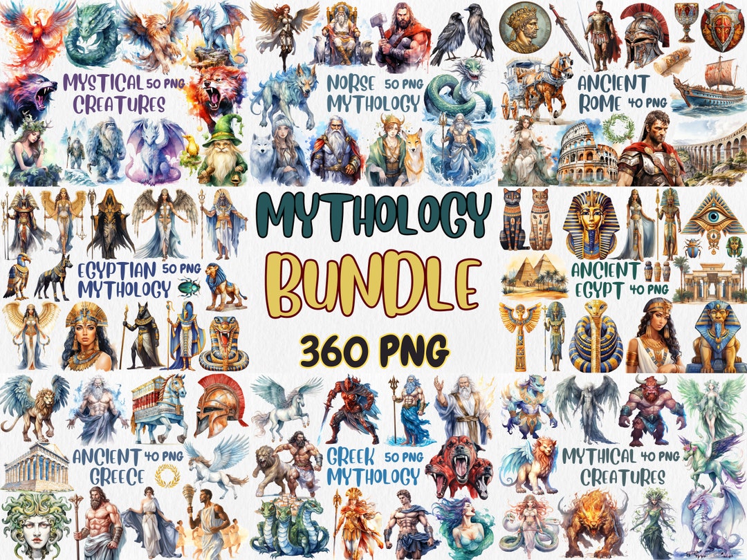 Watercolor Mythology Mega Clipart Bundle | Ancient Rome, Egypt, Greece ...