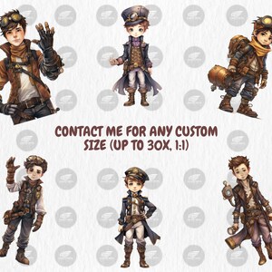 Watercolor Steampunk Boys Clipart | Cute Boys With Aviator Goggles ...